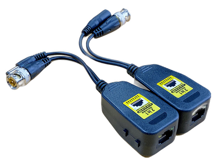 Video & Power RJ45 Balun for CAT5e or CAT6 Ethernet Network Cable for DVR / CCTV Cameras CVI TVI ...